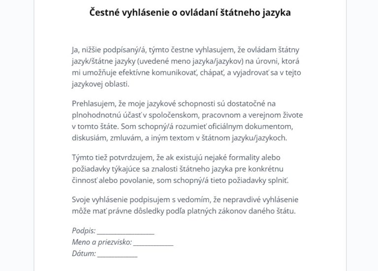 Čestné prehlásenie – vzor a dôležité pravidlá - Medium.sk